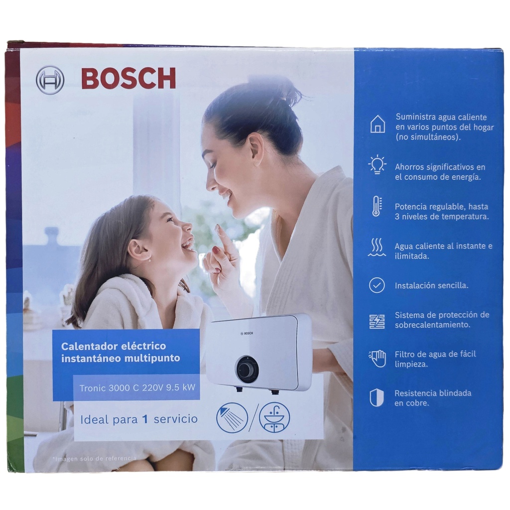 Calentador BOSCH / ELECTRICO DE PASO / TRONIC 3000 Pro / 220V / 9.5 kW / 1 Servicio / ANALOGO ...